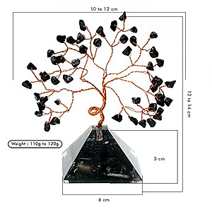Black Obsidian Crystal Tree, Pyramid Base 7 Chakra Healing Crystals Tree of Life for Positive Energy & Good Luck Gifts, Money Bonsai Trees, Handcrafted Feng Shui Décor for Home and Office Decoration