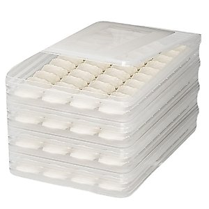 HERCHR Dumpling Storage Box, 4 Layer Food Storage Containers with Lids, Storage,Stackable Large Capacity Fridge Transparent Food Storage Box for Kitchen and Fridge