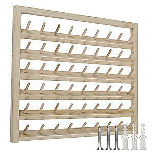 US Wooden Thread Holder 48/54 Spool Wooden Thread Rack Wall Mounted Sewing Thread Holder with Screws Multi Purpose Sewing Thread Holder Organizer for Embroidery Sewing Threads Hair Band(54 axis)