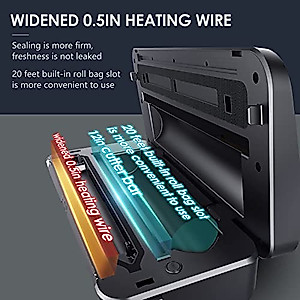 Vacuum Sealer Machine, 3-TEMP Seal Mode, 2-Pump Mode, 2S 100% Sealing detecting Vacuum Sealer Machine with Built-in Cutter and Bag Storage(Up to 20 Feet Length), Lab Tested, LED Indicator Lights. (Vacumm sealer with 2 rolls)