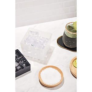 W&P Mini Ice Box Silicone Ice Cube Tray with Lid & Bin, Holds 48 Cubes, Easy Release, Space-Saving Stackable Design, Dishwasher Safe, Charcoal