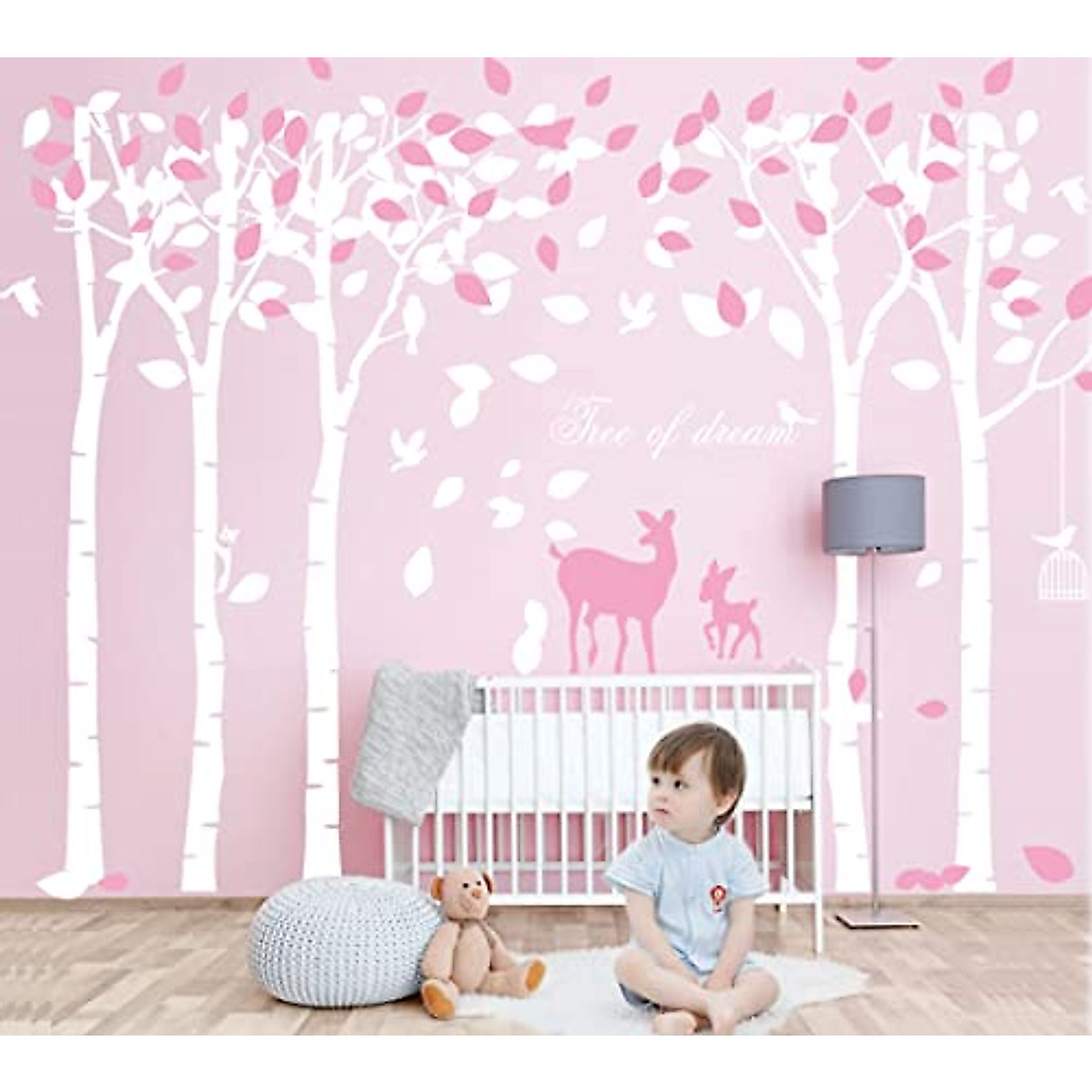 Giant Jungle Tree Wall Decals for kids room decor, Nursery wall decal, kids wall decor (White)