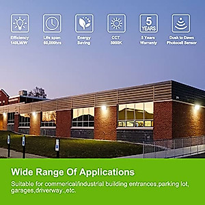 Paktonvo 100W LED Wall Pack Dusk to Dawn, 13000Lm 5000K Daylight Commercial Security Lighting,400-600W MH Equivalent, 100-277V,ETL Certified Outdoor LED Wall Pack Light for Parking Lot Doorway House