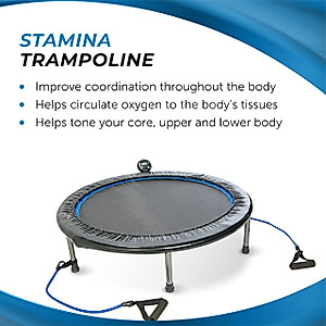 Stamina Intone Plus Trampoline with Resistance Bands - 38 inch Exercise Rebounder, Outdoor and Indoor Trampoline, Exercising Equipment At Home, Recreational Trampolines