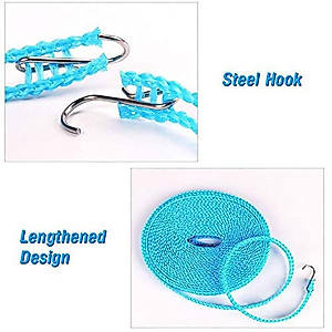 3 Pack Windproof Non-Slip Clothesline,Clothes Drying Rope Portable Adjustable Line Hanger for Camping Travel & Home Use (10M)