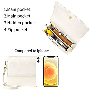 Telena Crossbody Bags for Women Vegan Leather Purses for Women Crossbody Handbag Purse with Adjustable Strap Crocodile White