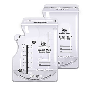 Finalhome Breast Milk Storage Bags, 8.5 OZ Breast Milk Freezer Storage Container Bag for Breastfeeding, Leak Proof Double Zipper Seal, Pre-Sterilized, Self Standing, Easy to Freeze (300 Count)