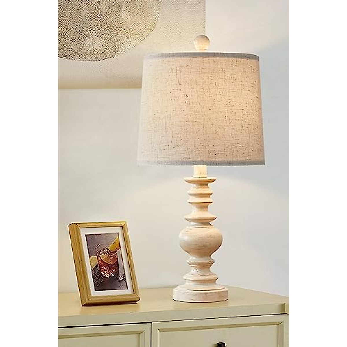 BOBOMOMO Resin 20.5" Farmhouse Lamps for Bedrooms Retro Side Table Lamps Bedside Lamp for Side Nightstand Living Room（1 Pack）