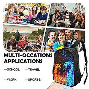 LEOPOM Fire Dragon Laptop Backpack Lightweight Large School Flame Bookbags - 17 inch