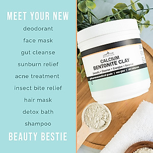 Calcium Bentonite Clay Healing Powder - Pure Pharmaceutical, Better Than Food Grade - Face, Body & Hair Detox Mask, for Internal Use, Natural Mud Masks, Deep Pore Cleansing for Health & Beauty