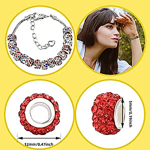 200 PCS European Large Hole Beads Rhinestone Colorful European Beads Crystal Large Hole Craft Beads for DIY Charms Bracelet Jewelry Making