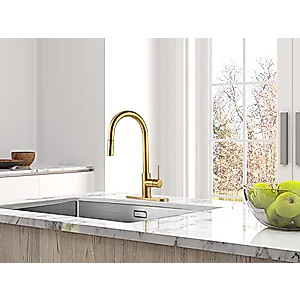AguaStella AS60BG Brushed Gold Pull Down Kitchen Faucet and ASD52BG Brushed Gold Deck Plate Combination