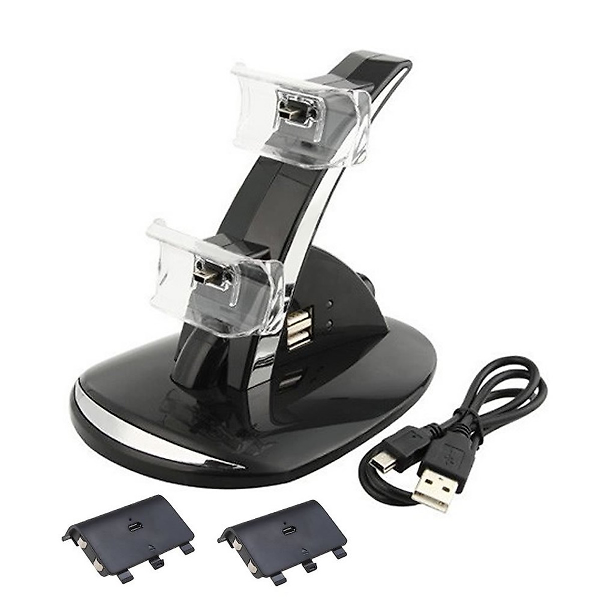 InSassy (TM) Dual LED Charging Dock + 2 Rechargeable Battery for Xbox ONE Controllers