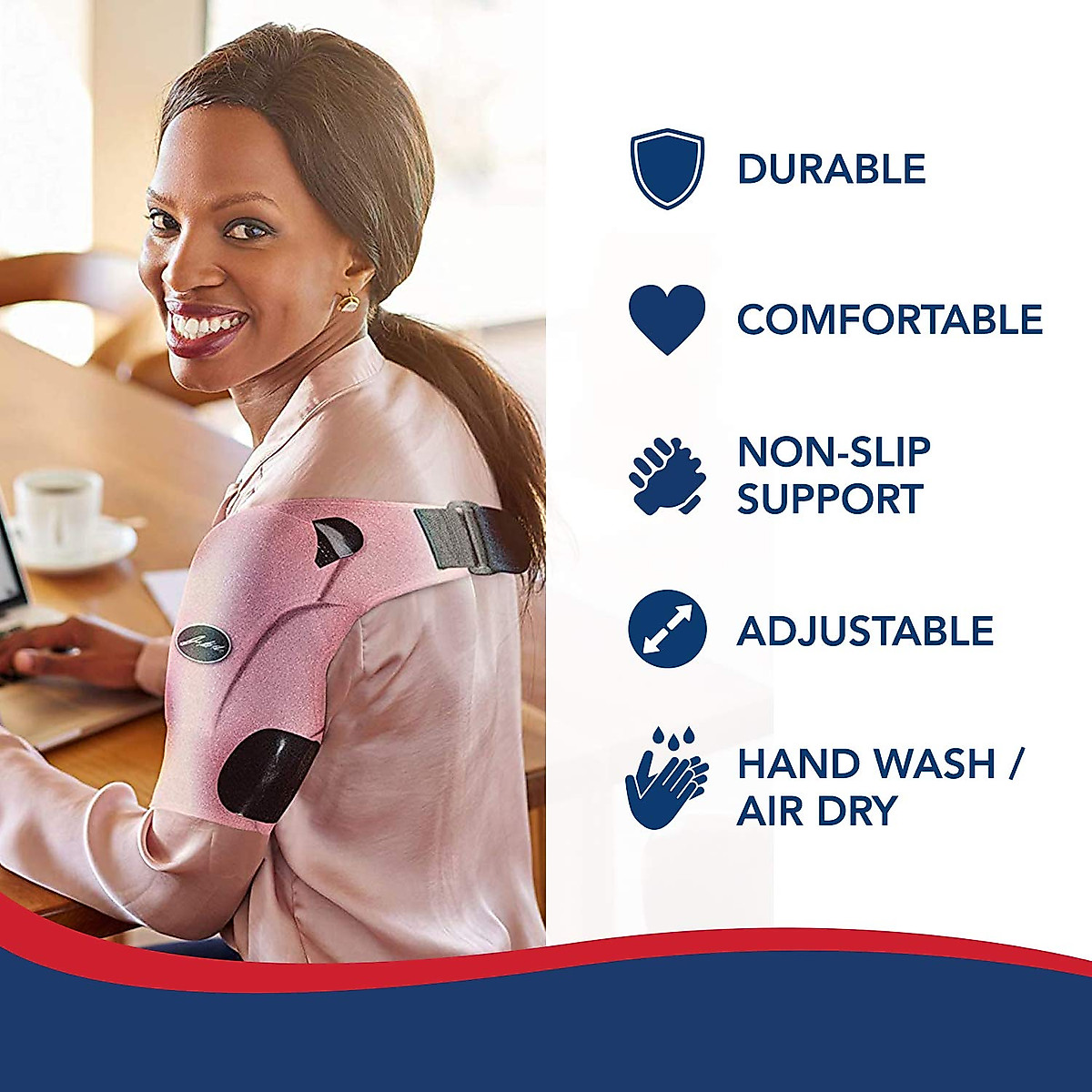 Doctor Developed Shoulder Brace - Comfortable Bursitis Shoulder Brace - Rotator Cuff Shoulder Brace for Pain Relief - Compression Shoulder Brace for Women & Men With Doctor Handbook (Pink)