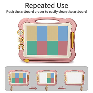 LZZAPJ Magnetic Drawing Board, Large Color Etch A Magnet Sketch Doodle for Toddlers, Learning Painting Writing Pad, Best Birthday Easter Gifts Toy for Kids Boys or Girls 3 4 5 6 7 Years Old (Pink)