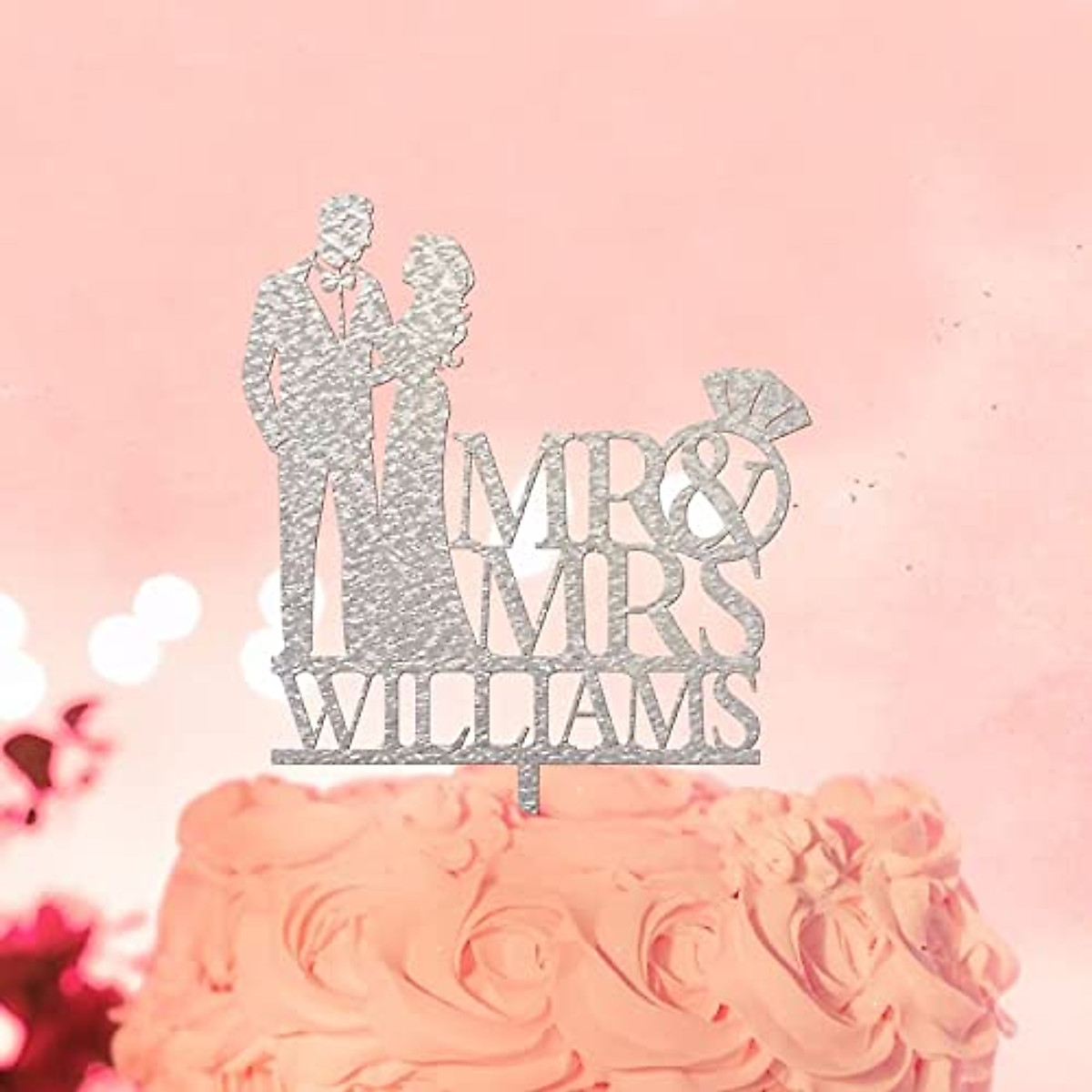 Mr & Mrs Personalised Engagement Wedding Caketopper Bride To Be Wedding Party Supplies For Couples Engagement Gifts Silver