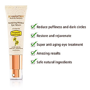 Eye Serum Anti Aging for dry skin, dark circles, wrinkle, puffy eyes - Under eye treatment with Instantly Ageless - bye bye under eye Wrinkle, Natural Under eye serum treatment - SEAMANTIKA