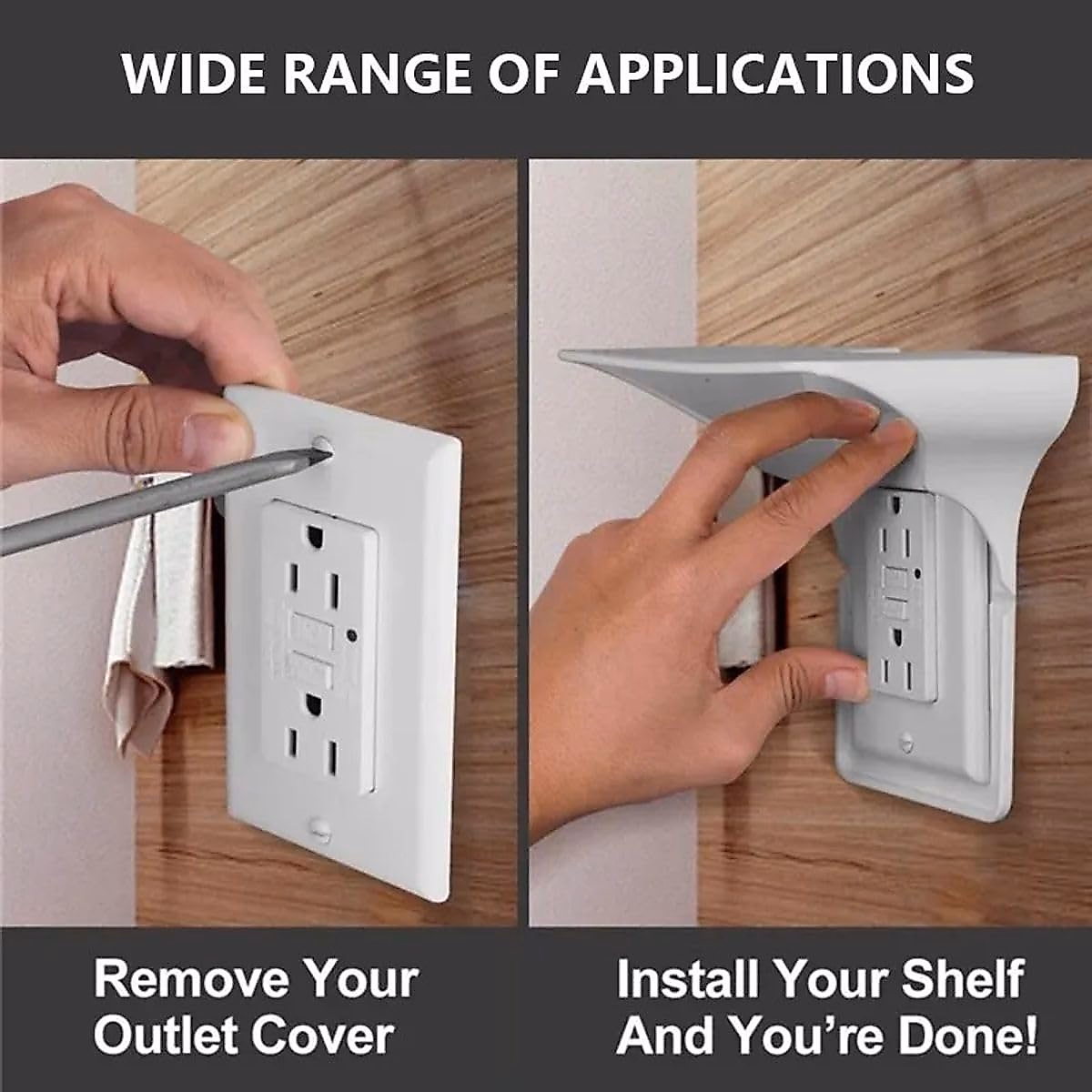 OTTECA Outlet Shelf, Wall Outlet Holder, Home Wall Shelf Organizer for Outlets, Decor outlets, Bathroom Outlet Shelves - Supports up to 10lb (White, Pack of 2)