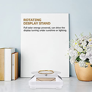 Housoutil Mobile Holder Solar Rotating Display Stand, 10cm/ Load 500g Rotating Turntable Stand for Jewelry Watch Mini Model- White Bracelets Holder