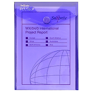 Snopake A7 Polyfile P Portrait Popper Wallet with Press Stud Closure [Pack of 5] Electra Assorted [13300]