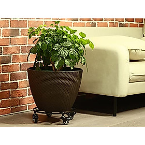 KvyusFlourish 2 Packs Metal Plant Caddy with Wheels 13.6" Rolling Plant Stands Heavy-Duty Wrought Iron Plant Dolly Plant Rollers Planter Mover with Casters, Strong Load Capacity