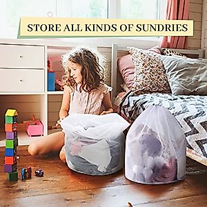 Fine Mesh Laundry Bag with Drawstring White Heavy Duty Mesh Bag Machine Washable Sheet Drawstring Bag Net Wash Bag Laundry Washing Bag for Delicates College Dorm, X-Large (12 Pcs)