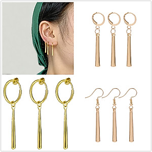 XHBTS One Piece Zoro Earrings - Gold Clip On Anime Cosplay Earrings for Anime Lovers 3 Set with Mini Cloth and Mini Box(Clip on)