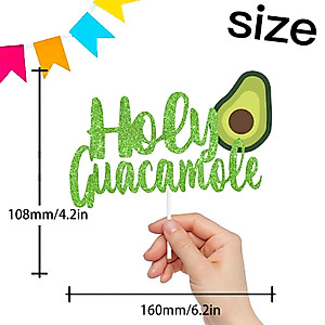 Green Glitter Fruit Avocado Cake Topper Holy Guacamole Theme Decor Supplies Baby Shower Boy Girl Happy Birthday Party Decorations