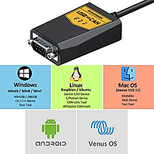 USB to CAN Converter Cable for Raspberry Pi5/4/Pi3B+/Pi3/Pi Zero(W)/Jetson Nano/Tinker Board and Any Single Board Computer Support Windows Linux Mac OS Android Venus OS