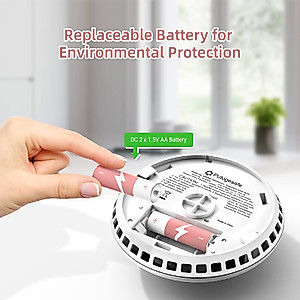 Putogesafe Smart Smoke Detector, Wireless WiFi Smoke Detector with App Control, WiFi Smoke Alarm with LED & Silence Button, Fire Alarm with Photoelectric Sensor for Home, Low Battery Warning, 2 Pack