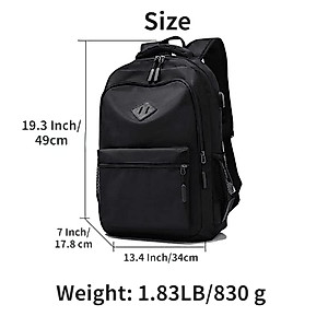 KOWVOWZ USB Charging Port Aesthetic Laptop Backpack Travel Student Bookbag Water Resistant (Black)
