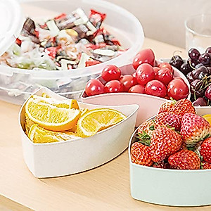 Divided Serving Tray Platter with Lid & Handle Storage Container - 5 Plastic Compartment Box Clear Organizer - for Candy, Fruits, Nuts, Snacks Parties Entertaining