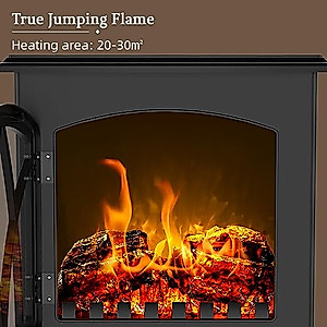 ZIONHEAT 3D Infrared Heating Electric Fireplace Stove, Freestanding Fireplace Heater, Adjustable Brightness and Heating, Overheating Protection System, 1000w/1500w