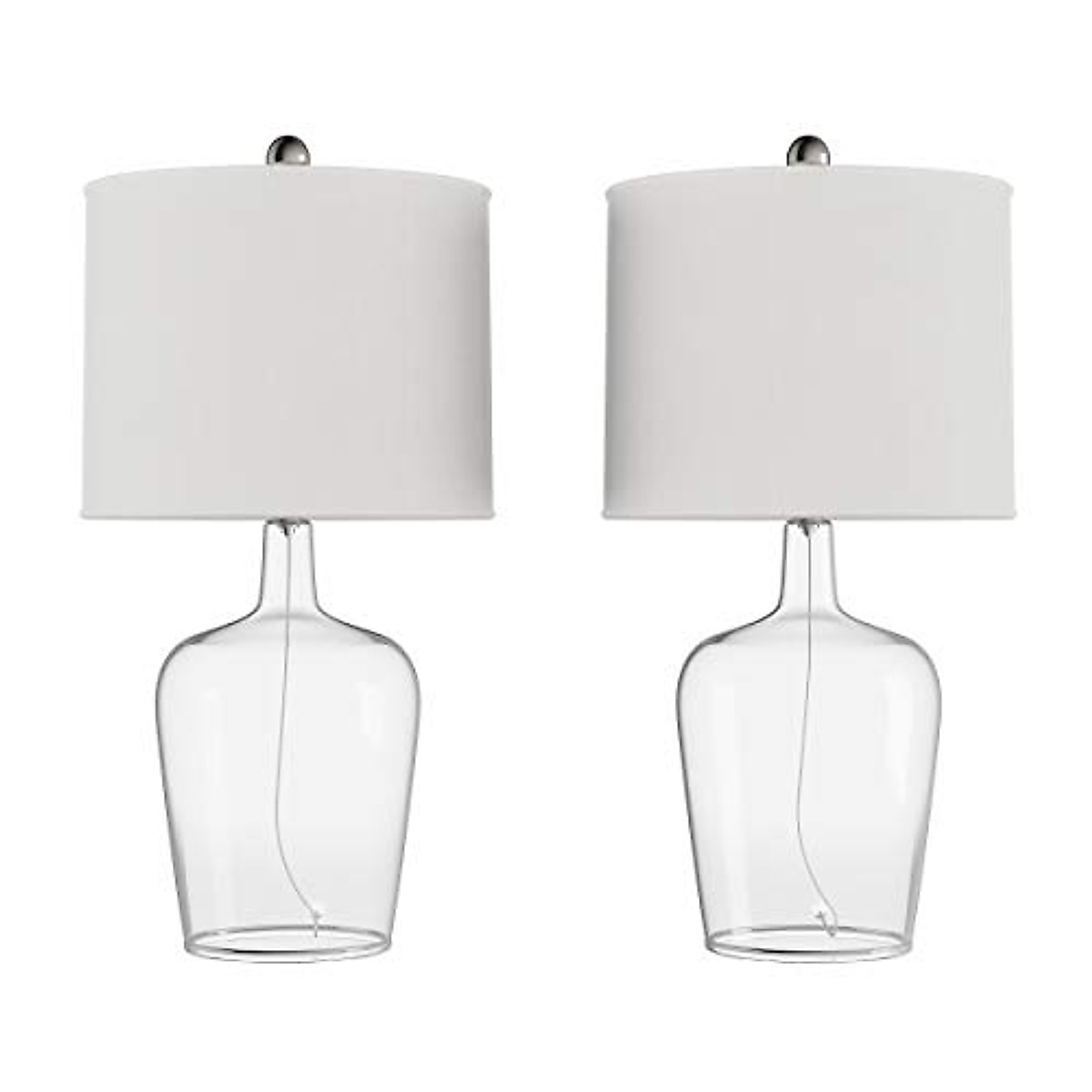 Lavish Home Table Lamps – Set of 2 Cloche Style Glass Modern Farmhouse Lighting for Living Room, Bedroom or Office – Energy Efficient LED