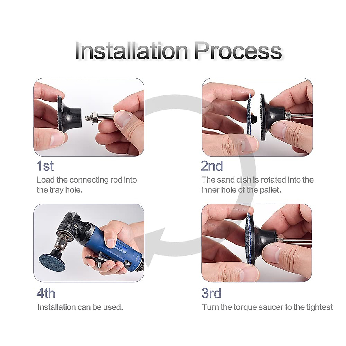 Tshya Roll Lock Disc, 80 Pcs 2 inch Die Grinder Sanding Discs with 1/4" Disc Holder, Zirconia Coated 36/60/80 Grit for Surface Prep