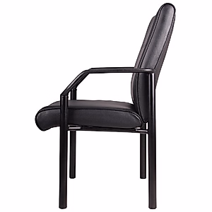 Boss Office Products Mid Back LeatherPlus Guest Chair in Black, 250 lbs