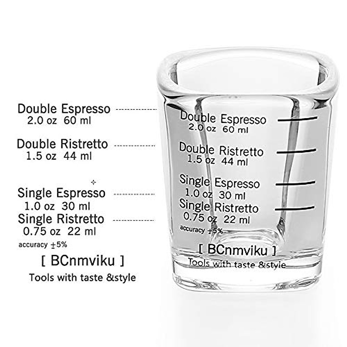 Espresso Shot Glasses Measuring cup Liquid Heavy Glass Wine Glass Shot Glass 26-Incremental Measurement 2 OZ 2 Features 60ML (Sturdy-2 pack)