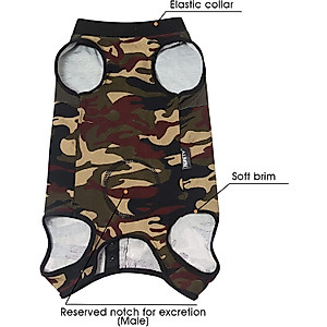 Jiupety Dog Surgical Recovery Suit Adjustable, Not Fit Slim and Long Body, Dog Suit for Surgery Recovery, M Size, Anti-Licking Surgical Dog Onesies, Camo.