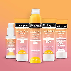 Neutrogena Invisible Daily Defense Fragrance-Free Sunscreen Lotion, Broad Spectrum SPF 60+, Oxybenzone-Free & Water-Resistant, Sun & Environmental Aggressor Protection, 3.0 fl. oz