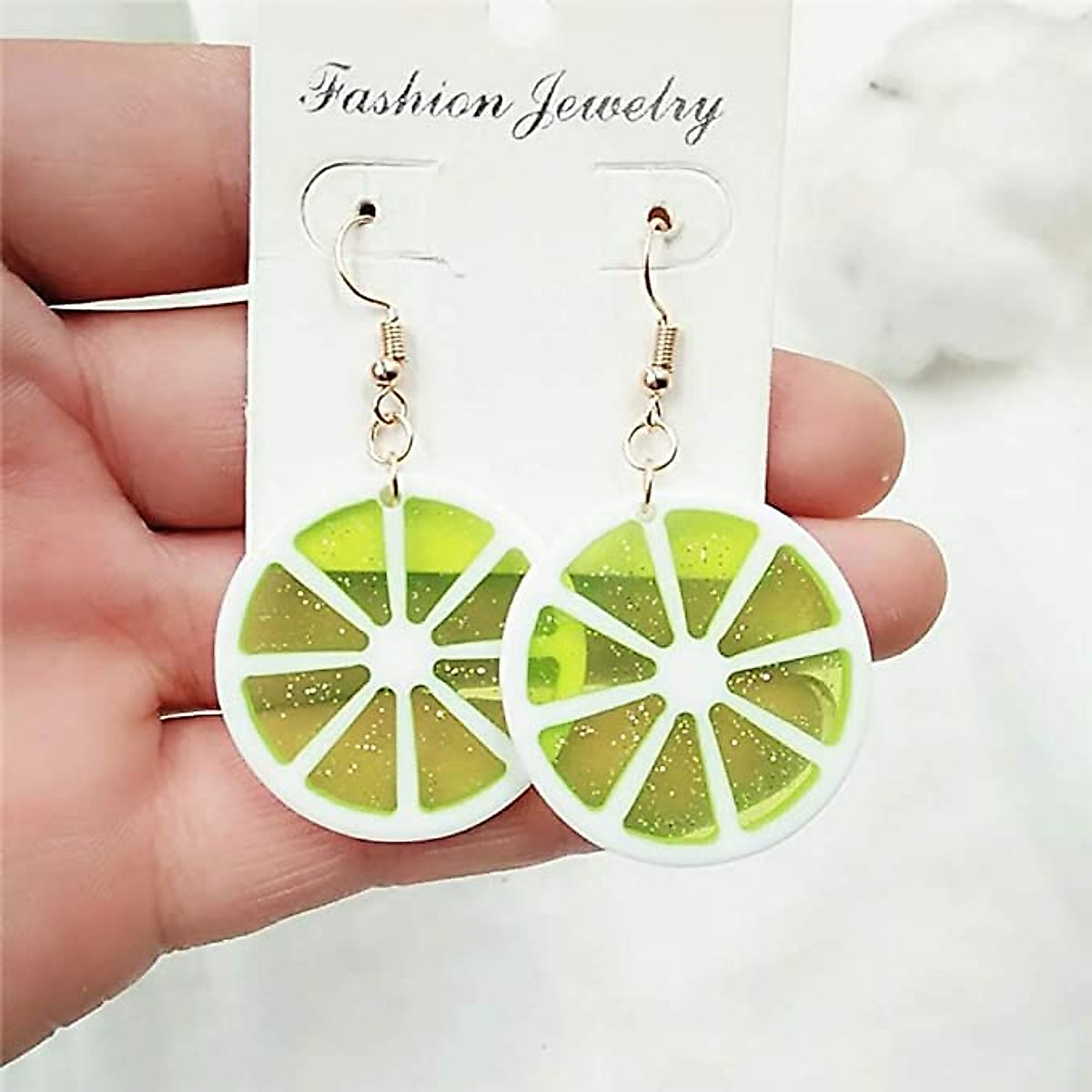 COLORFUL BLING Lemon Acrylic Dangle Earrings Fruit Earrings For Women - Green