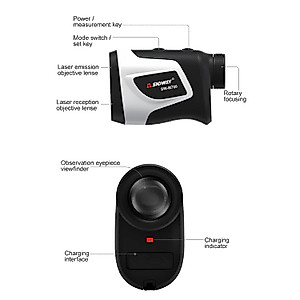 Golf Rangefinder Telescope 6X Laser Ranger Finder with Golf Slope, Rechargeable Range Finder for Hunting Shooting Golfing 756 Yards, Laser Rangefinder with Flag Pole Locking Vibration