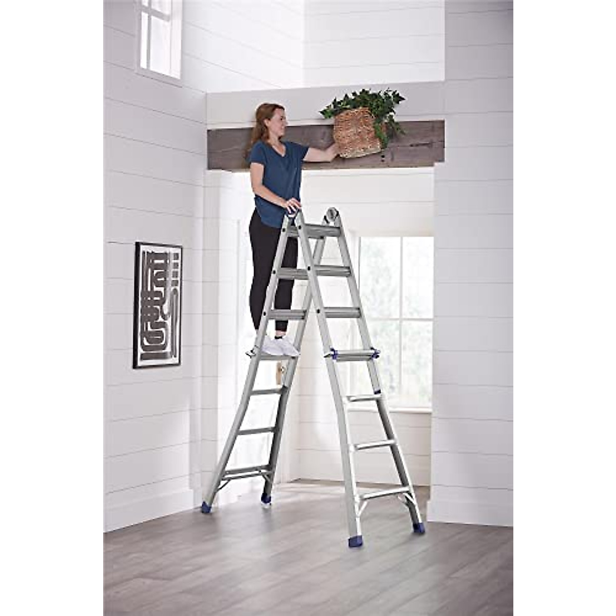 COSCO 18ft Reach Height Aluminum Multi-Position Ladder ,300 lb. Load Capacity Type IA Duty Rating