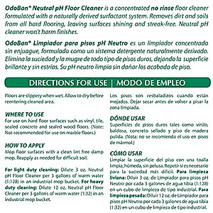 OdoBan Professional Series Neutral pH No Rinse Floor Cleaner Concentrate, 1 Gallon