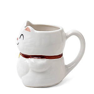 Maneki-neko Lucky Cat Mug White #113-090