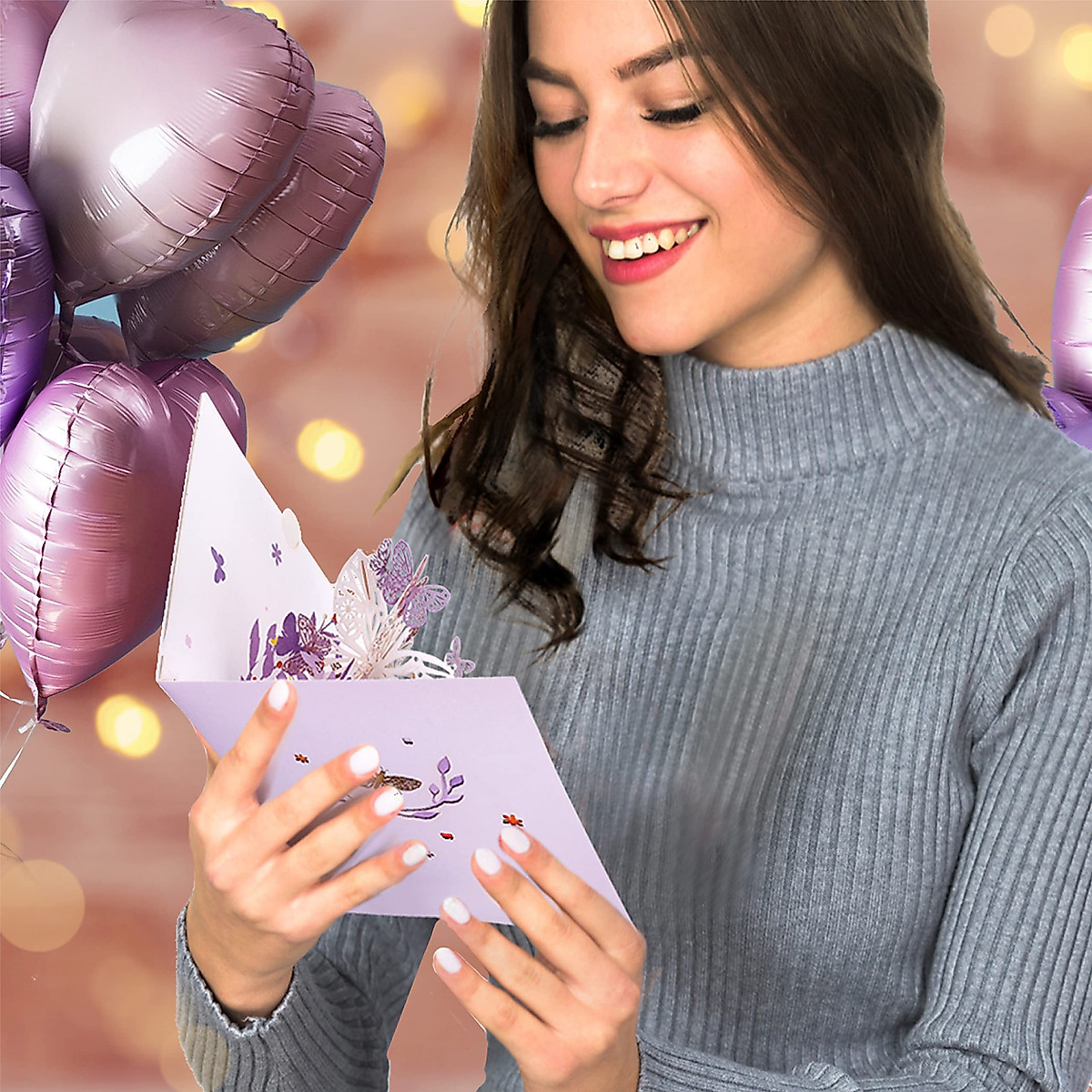 VUDECO Butterfly 3D Pop Up Happy Birthday Card Women Men Kid With Envelope Anniversary Card Wife Husband, Mothers Day Card Mom Greeting Card Wedding Thank You Card Thinking You Card Valentine Day Card