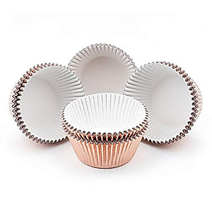 Gifbera Rose Gold Foil Cupcake Liners Standard Baking Cups Muffin Wrappers for Wedding Birthday, 200-Count