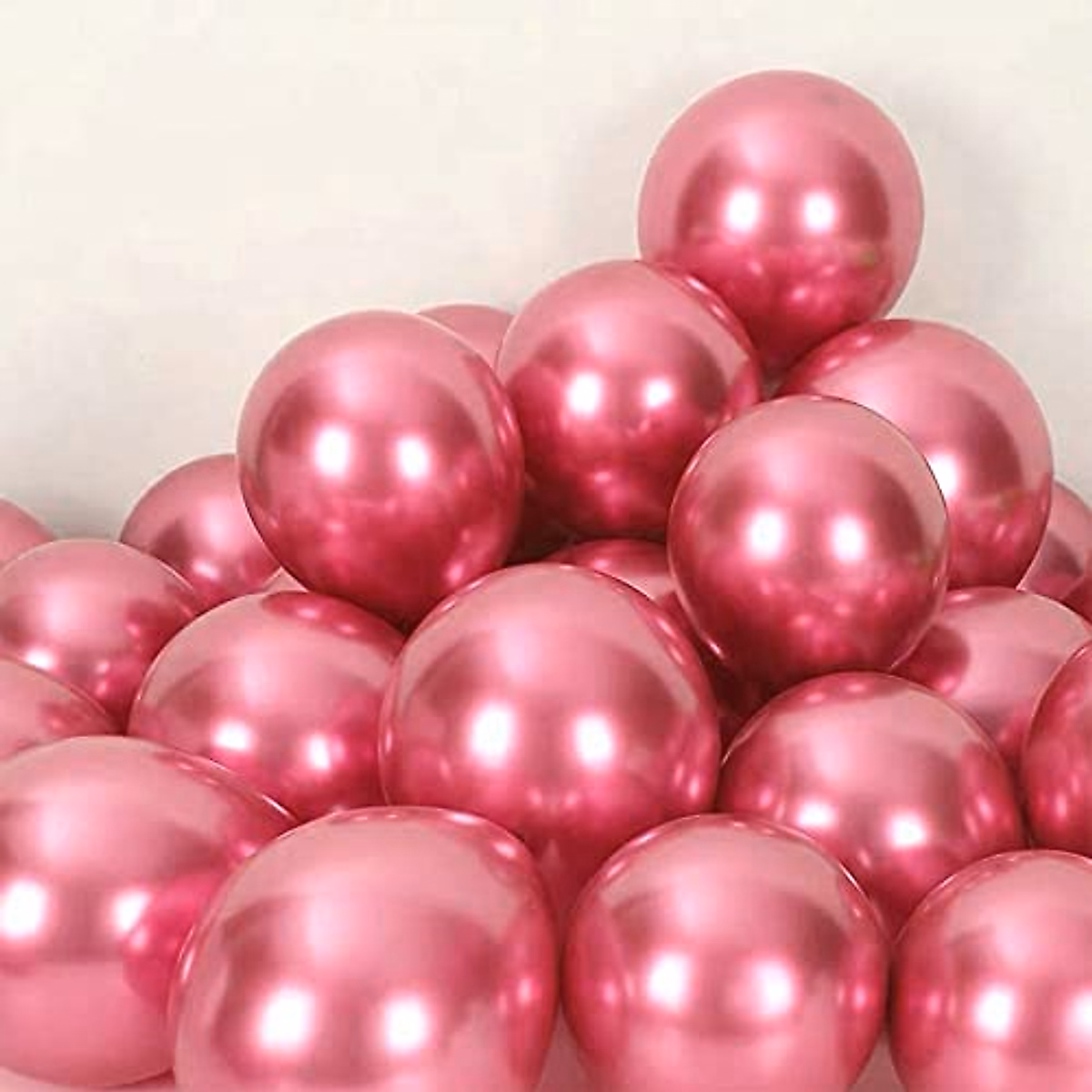 Ezing Party Balloons 12inch 50pcs Latex Metallic Chrome Balloons Party Decorations (red)