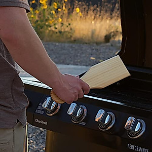 Wood Grill Scraper Made in USA Pure Pinewood Clean Your Barbecue Grill Grates Naturally 14" Inch Long with 3" 3/8 inch Scraper 5/8" inch Thick