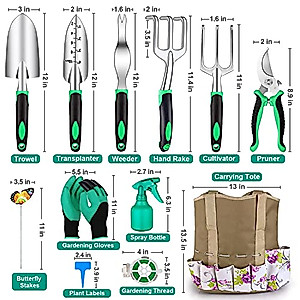 82 Pcs Garden Tools Set, Extra Succulent Tools Set, Heavy Duty Gardening Tools Aluminum with Soft Rubberized Non-Slip Handle Tools, Durable Storage Tote Bag, Gifts for Men (Blue)