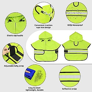 Candofly Dog Raincoat Hooded Poncho - Adjustable Waterproof Dog Rain Jacket Lightweight Reflective Dog Rain Coat Pet Slicker for Small Medium Large Dogs (Small, Green)